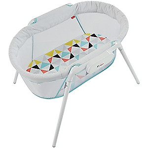 Fisher-Price Stow 'n Go Bassinet Windmill, portable baby cradle with soothing features for infants and newborns
