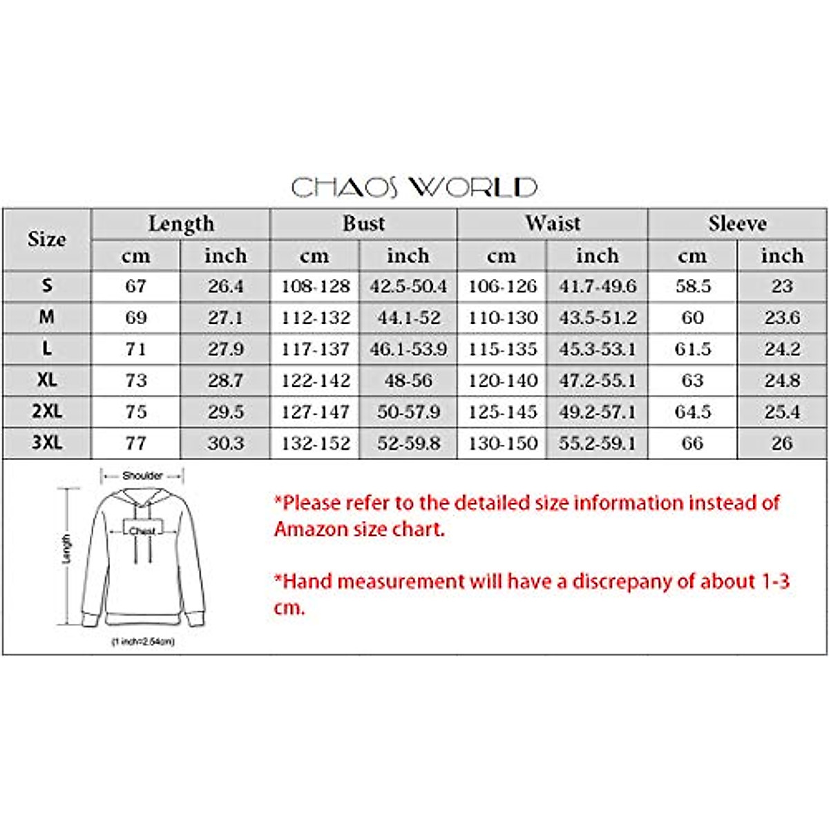 Chaos World Men's Novelty Hoodie Long Sleeves 3D Funny Graphic Print Sweatshirt Pullover(X-Large,Black Red)