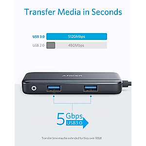 Anker USB C Hub, 5-in-1 USB C Adapter, with 60W Power Delivery, microSD and SD Card Reader, 2 USB 3.0 Ports, for MacBook Pro, Chromebook, XPS, and More