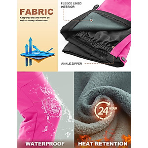 Heathyoga Women’s Snow Pants Waterproof Ski Pants for Women Snowboard Pants Women’s Hiking Pants Fleece Cargo Pants Pink