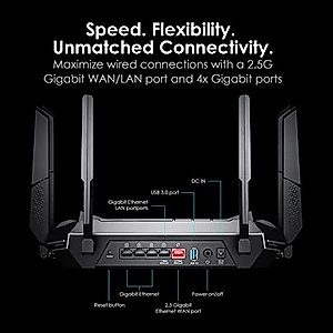 MSI Radix AX6600 WiFi 6 Tri-Band Gaming Router, AI QoS, 1.8GHz Quad-Core Processor, MU-MIMO, Tri Band Gigabit Wireless, 8-Stream, High Speed Long Range Gaming Router