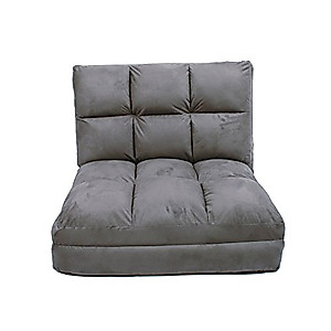 Loungie Micro-Suede 5-Position Adjustable Convertible Flip Chair, Sleeper Dorm Bed Couch Lounger Sofa, Grey