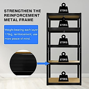 QiMu Storage Rack Shelving Unit Storage Shelf Steel Garage Utility Rack 5-Shelf Adjustable Shelves Heavy Duty Display Stand,1929LB Total Capacity Garage Shed Storage Shelving Units