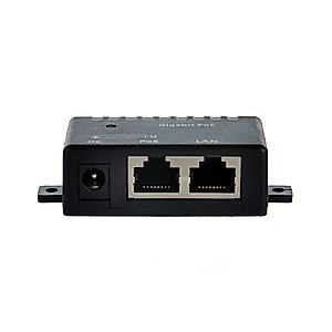 Poe Texas PoE+ Injector - Single Port Power Over Ethernet Passive PoE Adapter - 10/100/1000 Gigabit Data - Includes 48V 30W Power Supply - Wall Mounting Plug & Play for Home Office, VoIP Phone WiFi AP