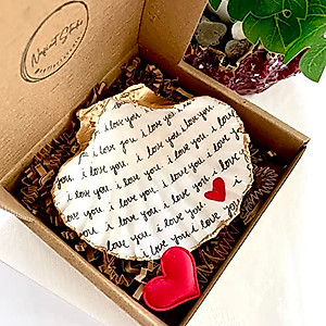 Nafiart Studio Love Trinket Dish - Natural Shell Jewelry Tray Organizer, Ring Holder - Home Decor - Gifts for Valentines Girlfriend Women Girl Gifts Present Birthday Red Heart Gift Box