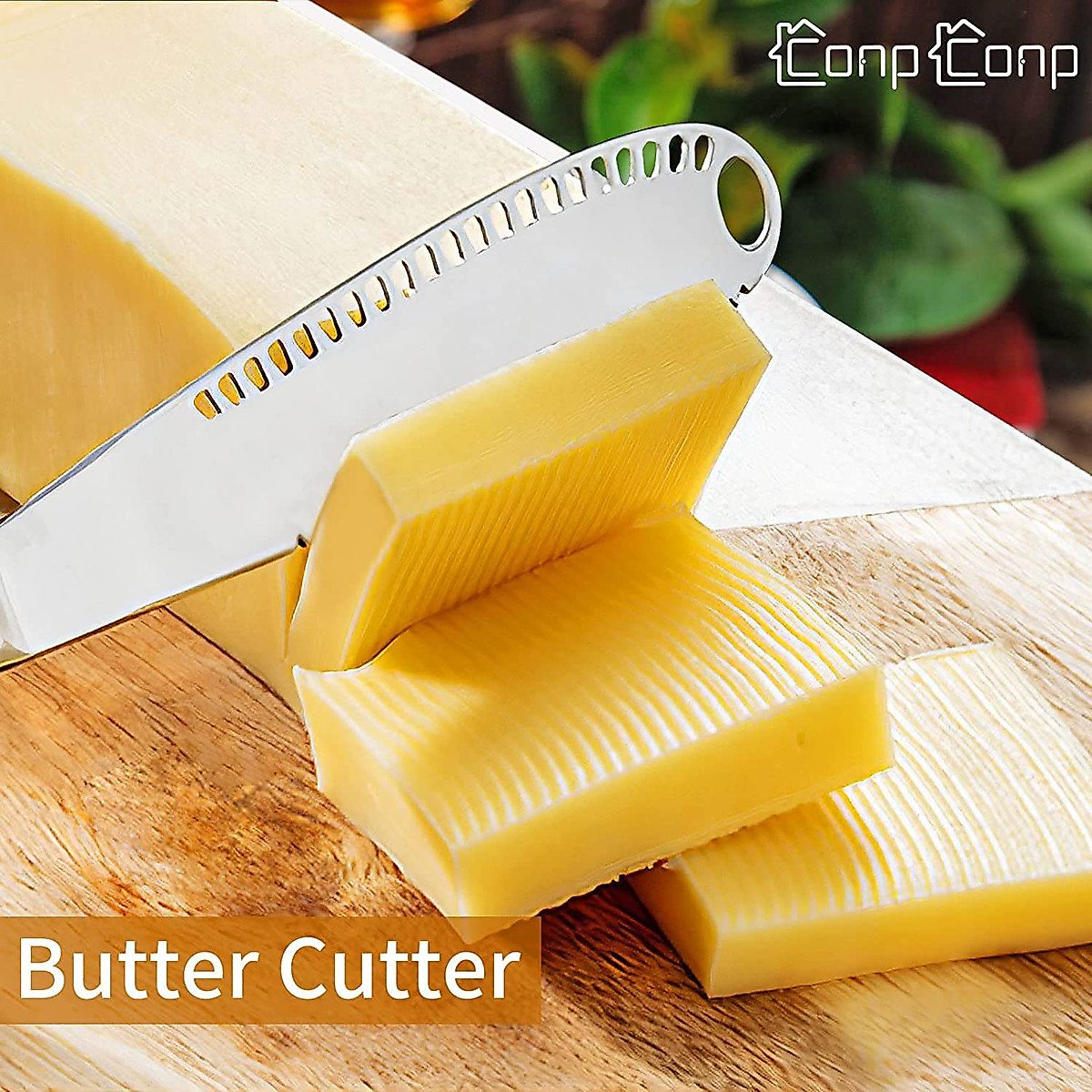 CONPCONP Butter Spreader, Stainless Steel Butter Spreader, 3 in 1 Kitchen Knife Gadgets Curler Slicer Spreader with Serrated Edge for Cutting and Spreading Butter Cheese Jam