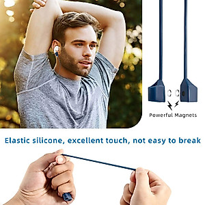 Magnetic Anti-Lost Straps for AirPods,4 Pack Ultra Strong Magnetic AirPods Strap Anti-Lost Neck Rope Cord,Soft Silicone Sports Lanyard Compatible with AirPods 1&2/ Pro /2nd/3rd (Black/White/Grey/Blue)