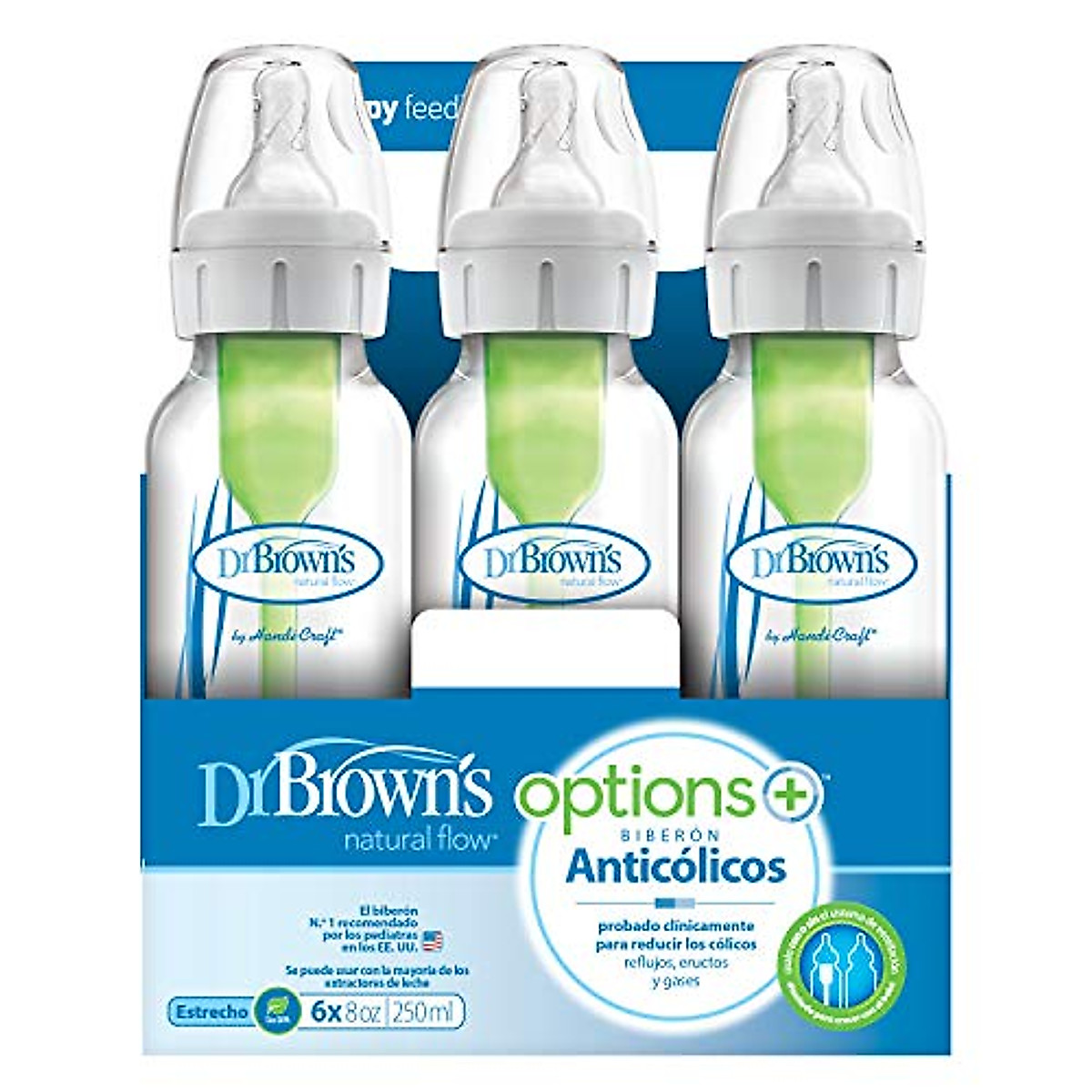 Dr. Brown’s Natural Flow® Anti-Colic Options+™ Narrow Baby Bottles 8 oz/250 mL, with Level 1 Slow Flow Nipple, 6 Pack, 0m+ Balloon Animals Gift Set