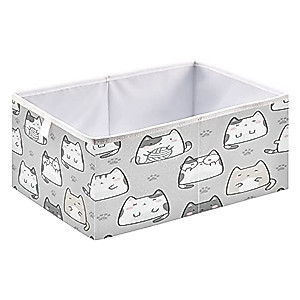 Kigai Cute Cat Cube Storage Bins - 11x11x11 in Large Foldable Cubes Organizer Storage Basket for Home Office, Nursery, Shelf, Closet