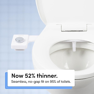 TUSHY Fresh Bidet: Ultra Slim Toilet Seat Attachment (Non-Electric Self-Cleaning Hygienic Nozzle) Easy DIY Install <10 Min | Adjustable Water Pressure, Bamboo Knob