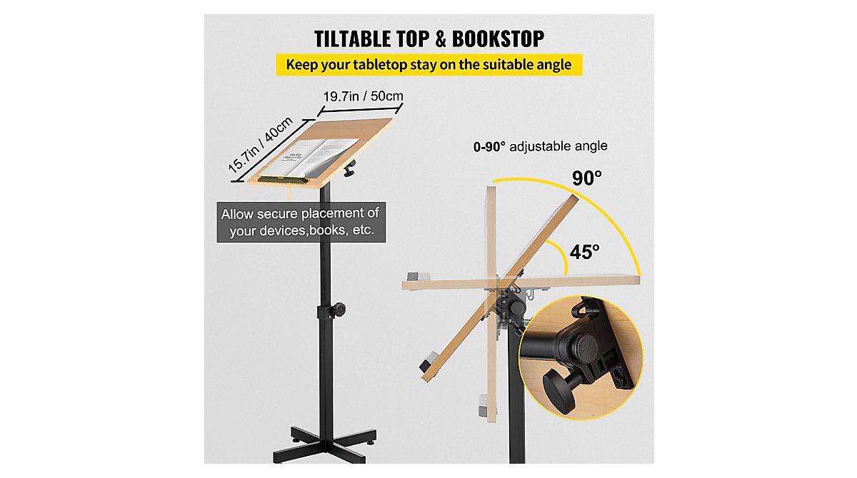 VEVOR Adjustable Lectern Stand for Presentations & Education