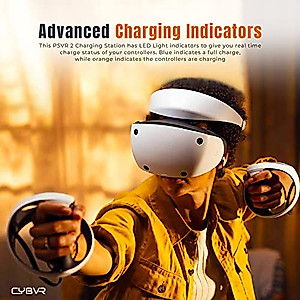 CYBVR Controller Charging Station for PS VR2, Fast Charging PSVR2 Headset Display Stand and Charger with Magnetic Port, PSVR 2 Lightning Charger with LED Display Lights, Organizer Dock for PS VR 2