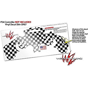 WraptorSkinz Skin Compatible with Sony PS4 Dualshock Controller PlayStation 4 Original Slim and Pro Checkered Canvas Black and White (Controller NOT Included)