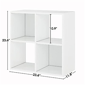 WAHEY Bookcase, 4 Cube Open Storage Organizer Display Bookshelf, HOFB006