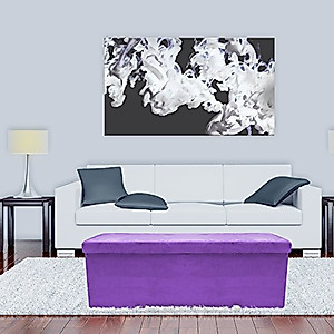 Sorbus Storage Ottoman Bench – Collapsible/Folding Bench Chest with Cover – Perfect Toy and Shoe Chest, Hope Chest, Pouffe Ottoman, Seat, Foot Rest, – Contemporary Faux Suede (Purple)