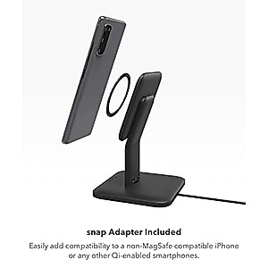 mophie - 15W Wireless Charging Stand Compatible with snap and MagSafe for Smartphones, iPhone, Google Pixel, Samsung Galaxy, Qi-Enabled Devices