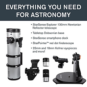 Celestron – StarSense Explorer 130mm Tabletop Dobsonian Smartphone App-Enabled Telescope – Works with StarSense App to Help You Find Nebulae, Planets & More – iPhone/Android Compatible