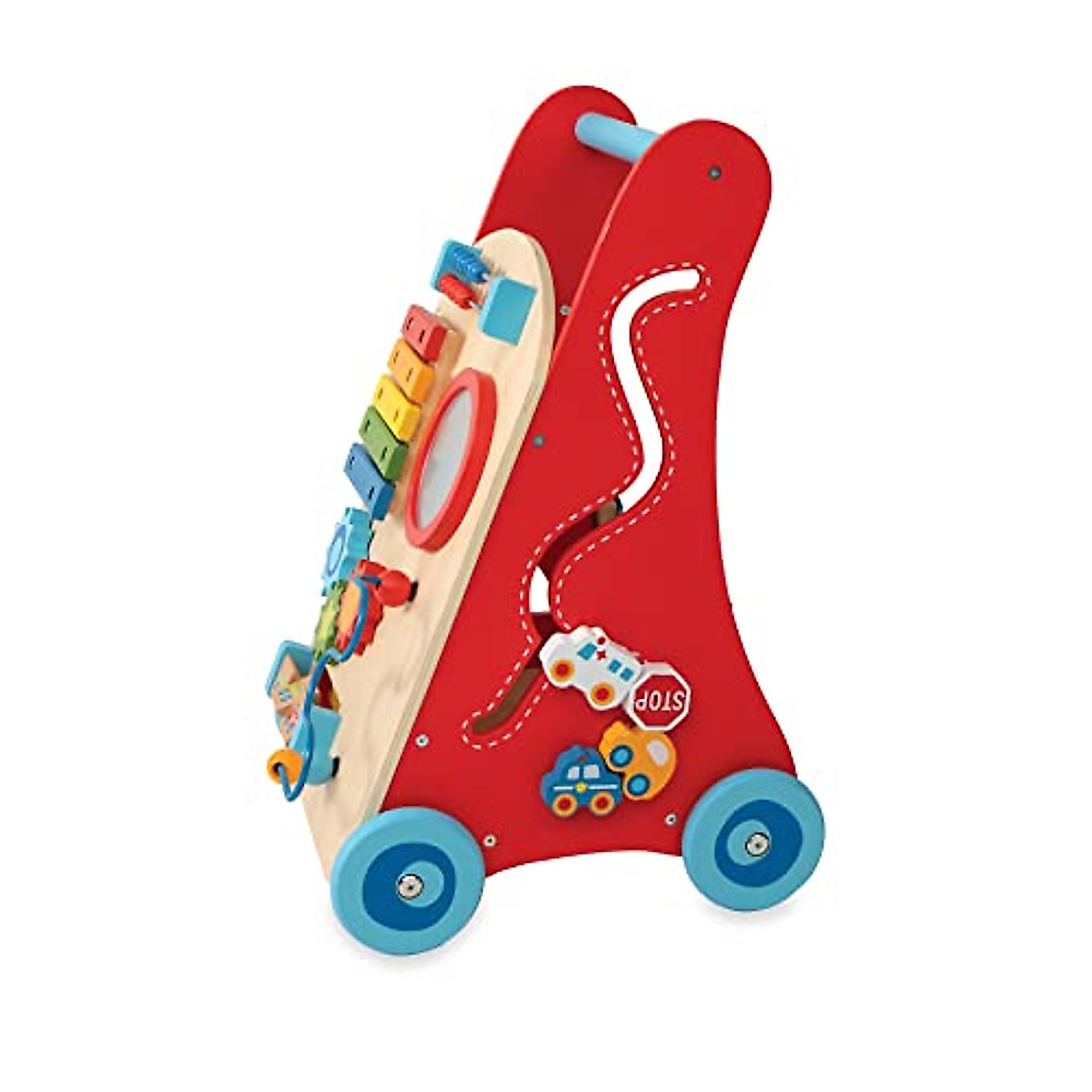 Nuby Wooden Baby Walker with Interactive Features for Early Development, Promotes Walking, Motor Skills, and Creativity