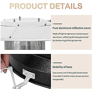 SUNCROWN 48,000 BTU Patio Propane Heater Outdoor Tall Standing Heater with Wheels, Stainless Steel(Black)