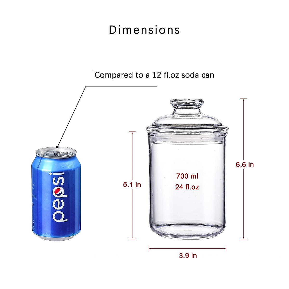 24oz Acrylic Storage Jar, Airtight Lid with Silicone Sealing Ring, Ideal Canister Container for Sugar, Tea, Spices, Herbs, Shells, Bath Salt, Christmas Decorative Apothecary Jars