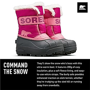 Sorel Youth Unisex Little Children's Snow Commander Boots - Tropic Pink, Deep Blush - Size 12
