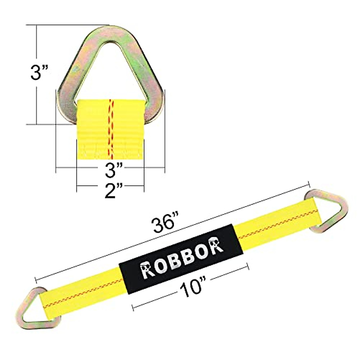 Axle Straps 10000 Lbs Break Strength 3335 Lbs Working Load Yellow Car Axle Tie Down Straps for Securing Car Transport Hauler Tow Truck 4x4 Off-Road Straps（36 Inch）