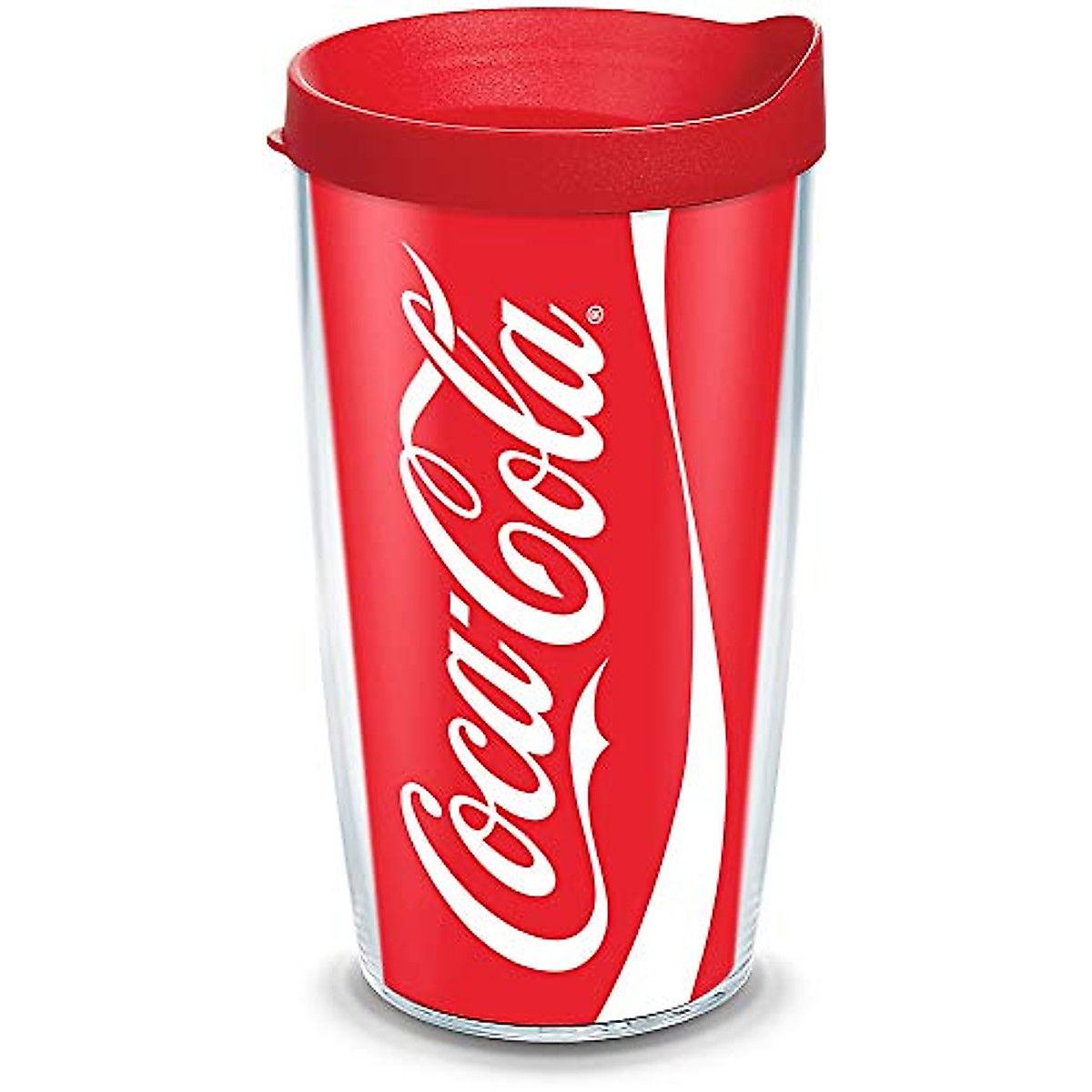 Tervis Coca-Cola - Coke Plastic Can Tumbler with Wrap and Red Lid 16oz, Clear