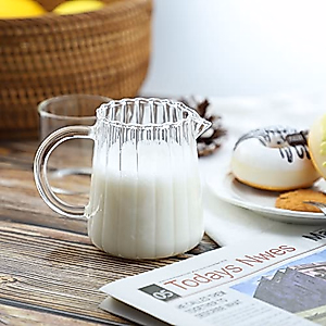 CHOOLD Elegant Wave Shaped Crystal Glass Creamer Coffee Milk Creamer Pitcher/Serving Pitcher/Sauce Pitcher/Milk Creamer Jug for Kitchen 8.5 oz