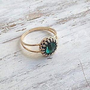 Emerald Ring Stacking Ring Emerald Jewelry Gold Ring