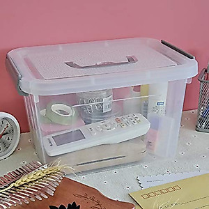 Minekkyes Set of 6 Plastic Latching Storage Box, Clear Storage Containers Bin with Lid, 7 Quart