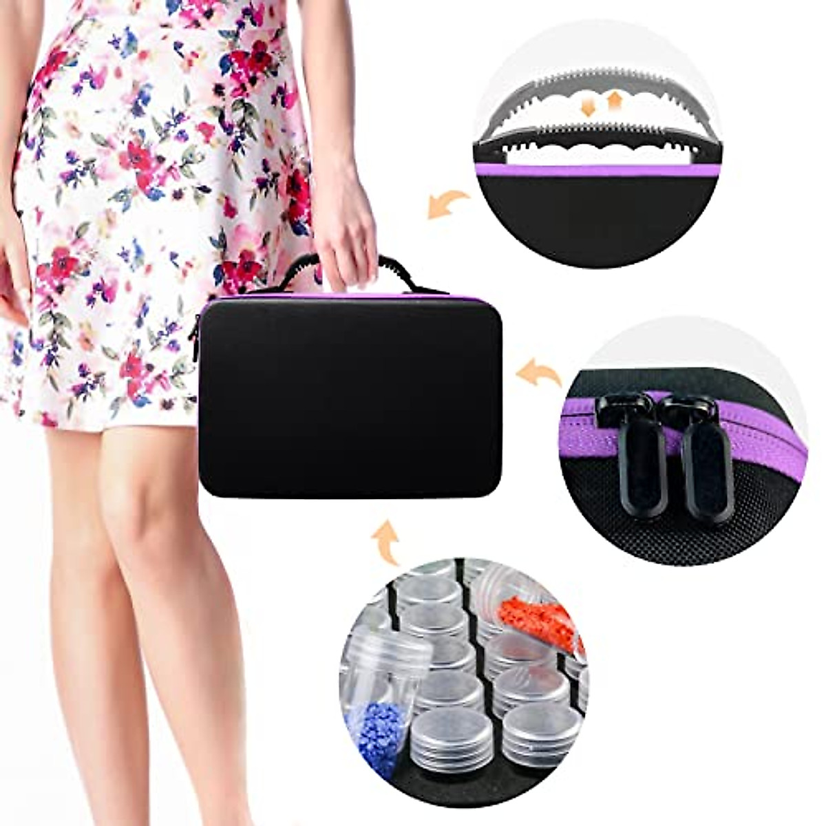 TUNE HSV 60 Slots Diamond Painting Storage Containers Upgraded Accessories and Tools Pen Tray, Tools Organizer, Shockproof Diamond Art Storage Case, Jewelry Beads Storage Box (60 Slots)