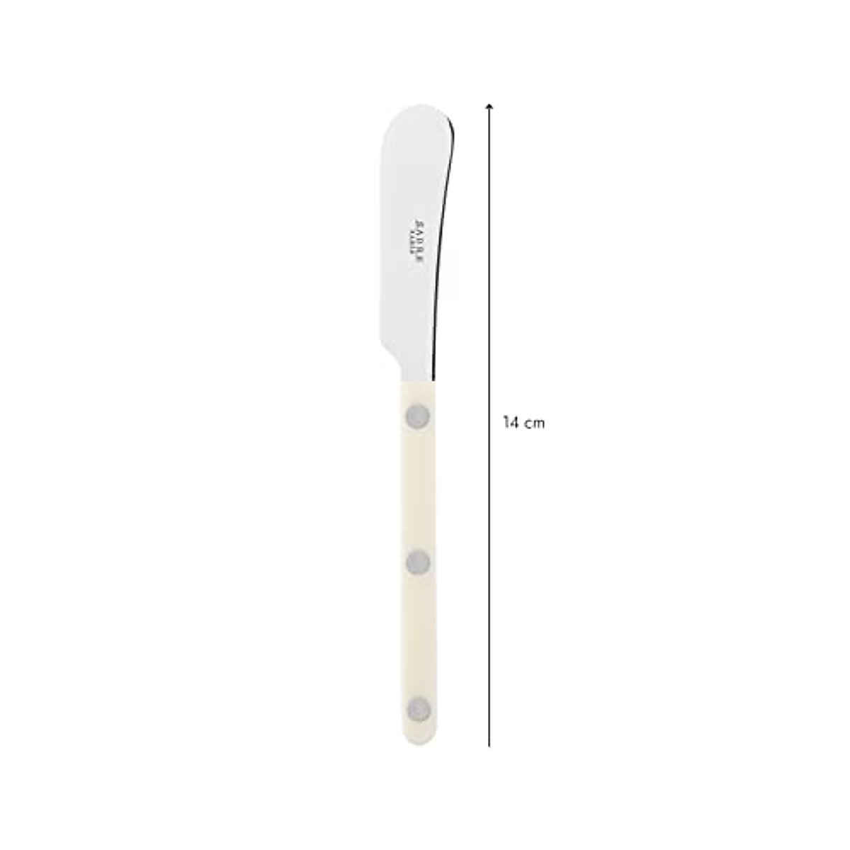Sabre Paris - Set of 2 Spreader Knives 5.5 inches - Bistrot Collection - Perfect for Butter, Tapenades, Spreads - Stainless Steel & Nylon - Dishwasher Safe - Ivory - Brilliant Finish