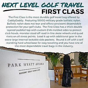 CaddyDaddy New First Class Premium Padded Golf Club Travel Cover with Wheels - Heavy Duty Golf Travel Bag for Airlines (Black), Black, L