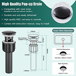 Heyalan RV Bathroom Sink Faucet,Bar Faucets Single Hole,RV Kitchen Restroom Campers Tap with Deck Plate & Drain Stainless Steel 360 Degree Rotation Spout,Matte Black,Circular Handle