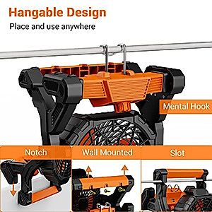 Dr. Prepare Portable Fan for Tent Camping, Rechargeable Battery Operated Fan with LED Lantern& Hanging Hook, 4 Speeds Outdoor Floor Fan, 270° Head Rotation, 10400mAh USB Desk Fan for Fishing, Travel