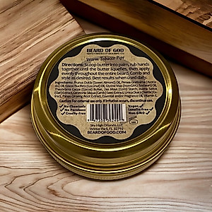 Warm Tobacco Pipe, 2.65 oz. Whipped Beard Butter - Crafted in USA by Beard of God - Stimulates Hair Growth, Deep Conditioning, Non-Greasy, Softens & Tames Stragglers, Low Sheen, Thickens Faciall Hair