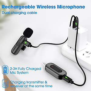 ZMOTG Wireless Lavalier Microphone, Lapel Mic for iPhone/Android/Camera/PC, Mini Clip-On Mic with 3 Cable Adapters for Video Recording, YouTube, TikTok, Vlogging, Interviews, and Live Streaming