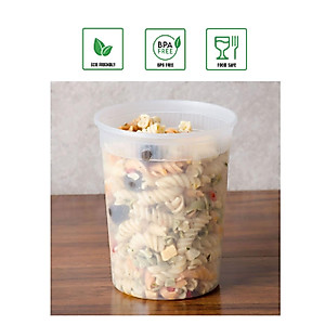 G-BOX 32 OZ Deli Containers with Lids - [48 Sets] [32 OZ Soup Containers with Lids, Stackable, BPA-Free, Leak Resistant, Reusable, Dishwasher Safe, Microwave Safe, Freezer Safe]