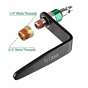 Yolass Pneumatic tool hook,1/4" NPT and 360° Rotatable L Air Rafter Hooks are Lightweight,Quick and Easy to Install for Air Blow Guns,Pneumatic Nail Guns,with Brass Joints,2-Piece