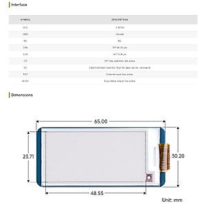 Coolwell Waveshare 2.13Inch E-Ink Display HAT 250x122 Three Color E-Paper Display Epaper Screen for Raspberry Pi 4B+ 4B 3B+ 3B 2B+ Zero W WH Jetson Nano for Arduino