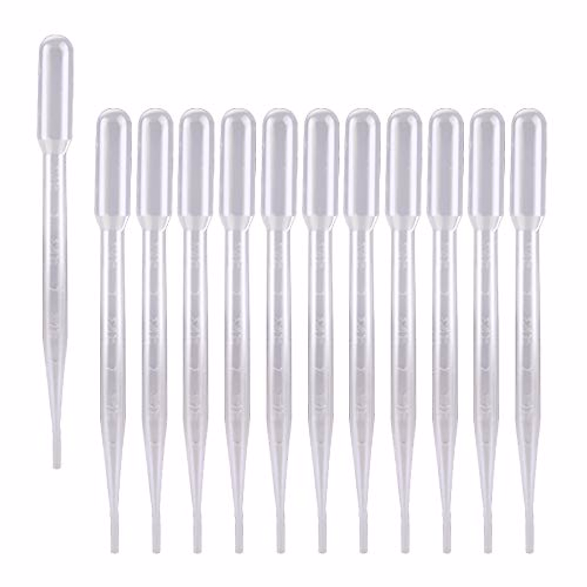stonylab Pipette Droppers 3 ml, Graduated Plastic Transfer Pipettes for Essential Oils, Clear and Dis (3ml, 100 Packs)