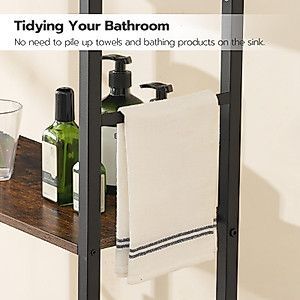 HOOBRO 6-Tier Over The Toilet Storage, Freestanding Bathroom Organizer Space Saver, Mass-Storage Side Storage Open Rack, for Bathroom, Living Room, Laundry, Rustic Brown and Black BF02TS01