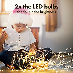 Twinkle Star 33FT 100 LED Silver Wire String Lights Fairy String Lights Battery Operated LED String Lights for Christmas Wedding Party Home Holiday Decoration, Warm White, Pack of 1