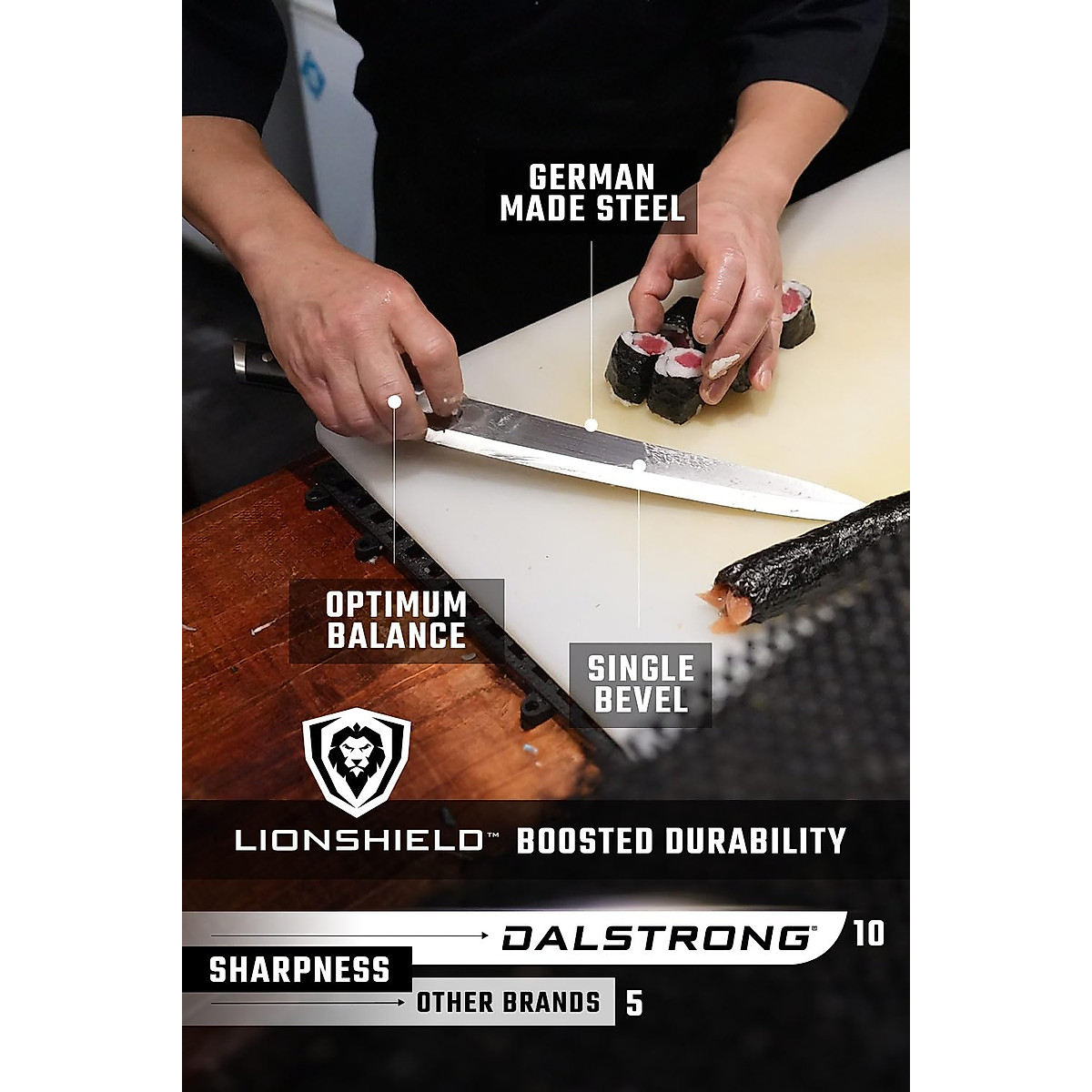 Dalstrong Yanagiba Knife - 10.5 inch Sushi Knife - Gladiator Series Elite - Forged German High Carbon Steel - Black G10 Handle Kitchen Knife - Asian Vegetable Knife - Sheath Included - NSF Certified