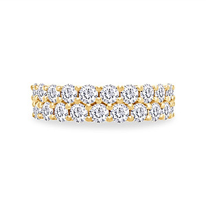SAVEARTH DIAMONDS 2 Carat (Cttw) Round Cut Lab Created Moissanite Diamond Double Row Anniversary Wedding Band Ring In 14k Yellow Gold Over Sterling Silver (VVS1 Clarity, 2 Cttw) Size-5.5