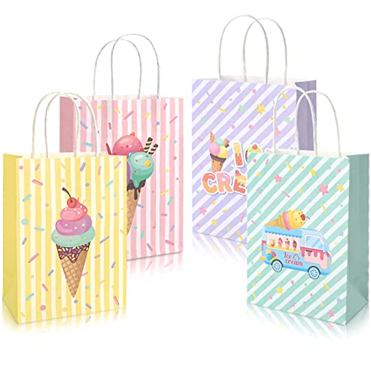 Ice Cream Gift Bags - 24 Pack of Colorful Summer Party Favors