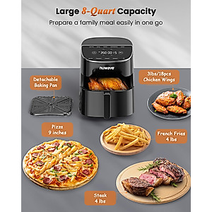 Nuwave Brio Plus Air Fryer 8 Qt, New & Improved, PFAS-FREE, 7 Digital One-Touch Cook Functions that AIR FRY, BAKE, ROAST, DEHYDRATE, TOAST, REHEAT, PREHEAT, 150 Presets, 50°F~400°F, 700/1500/1800W