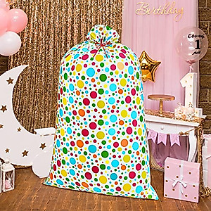 Teling 2 Pcs 80 x 60 in Jumbo Bike Baby Shower Bag Extra Large Bicycle Plastic Gift Bags for Heavy Large Birthday Holiday Bicycle Bags (Colorful, Polka Dots)