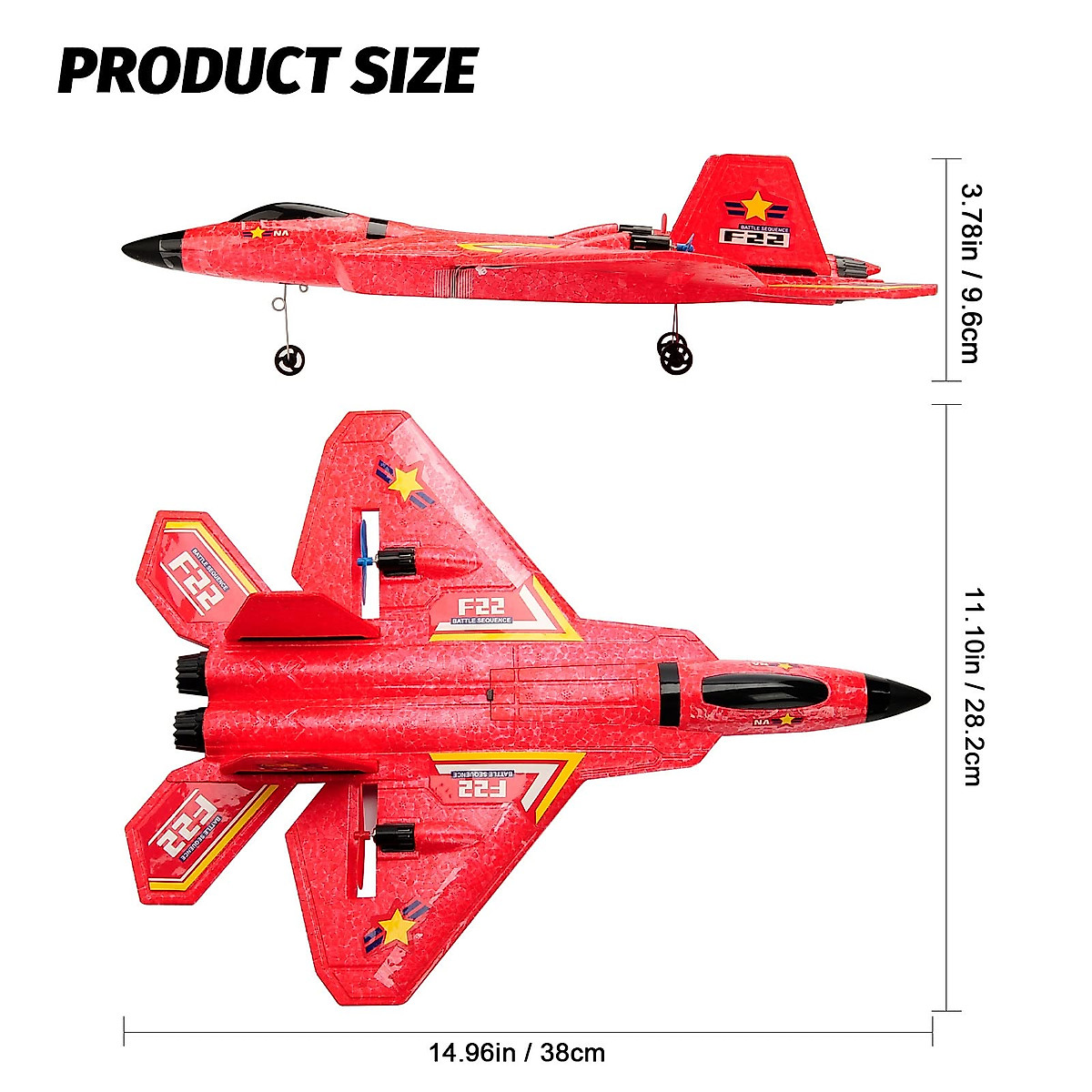 ANTSIR Remote Control Plane F-22 Raptor, 2.4Ghz Smart Gyroscope RC Airplane with Light Strip, Jet Fighter Toy Gift for Kids Beginner (Red)