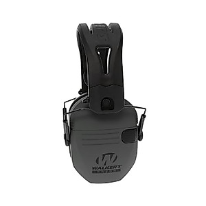 Walker's Razor Tacti-Grip Earmuffs- Battleship Grey, High Performance Silicone Composite Slip Free Headband- Natural Sound Clarity Full Dynamic Range 23NRR